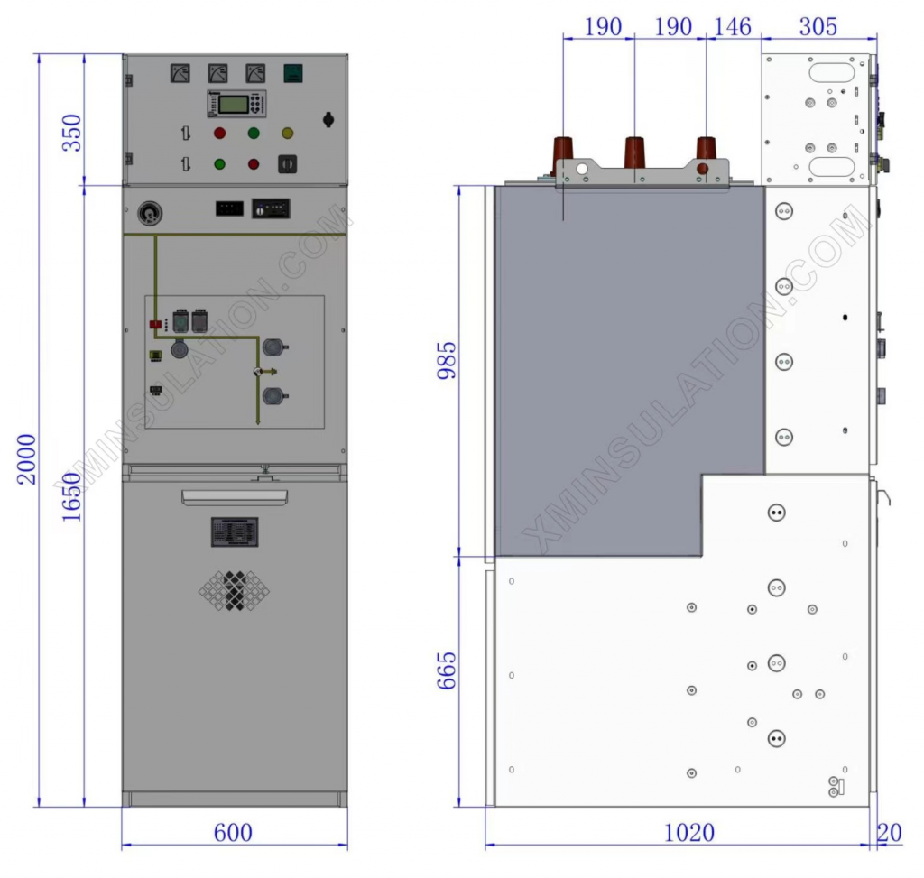 Appareillage de commutation isolé au gaz SF6 40,5 kV-1 250 A GIS RMU ...